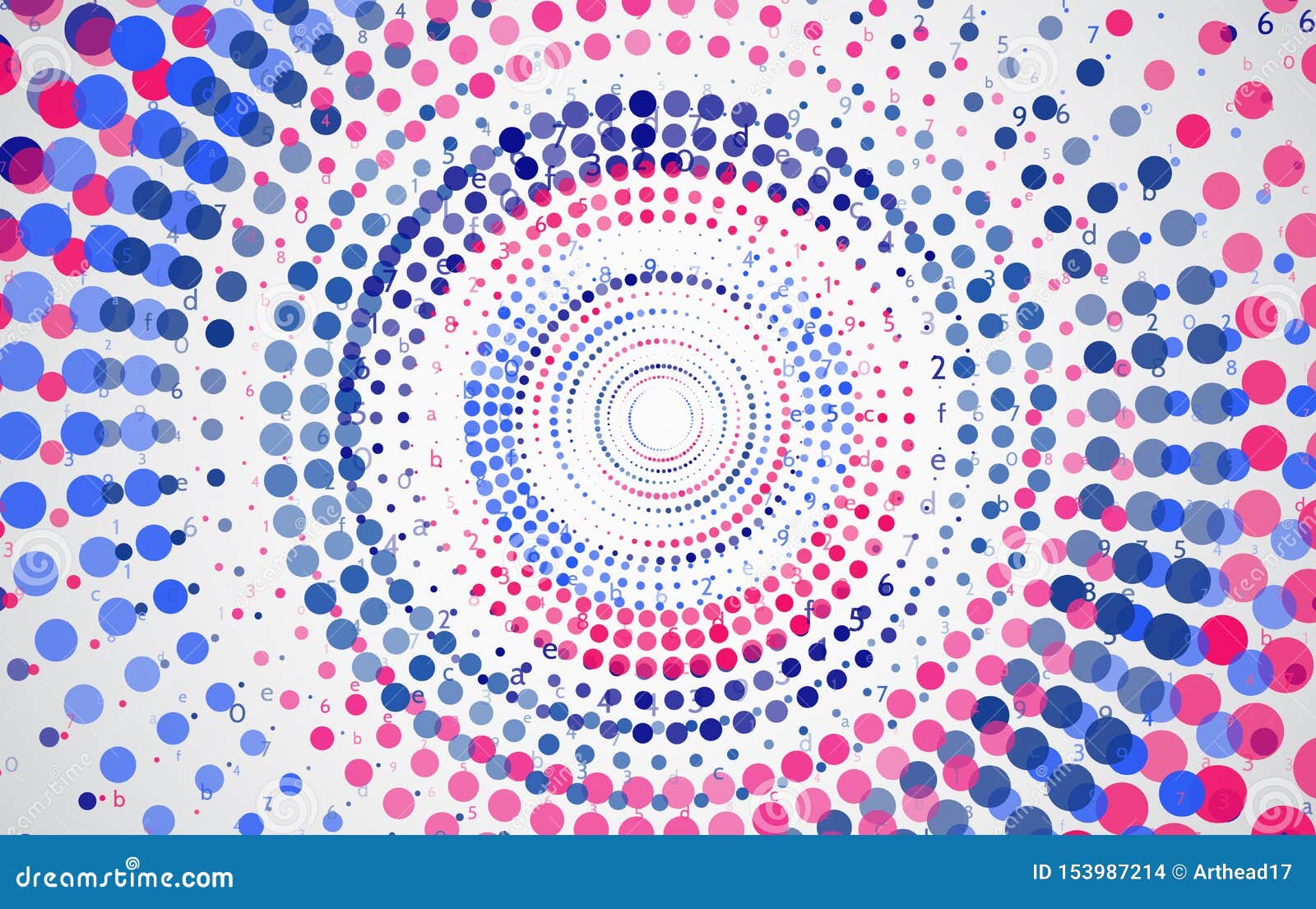 Big Data Visualization Abstract Background With Dots Array And Binary Code Stock Vector
