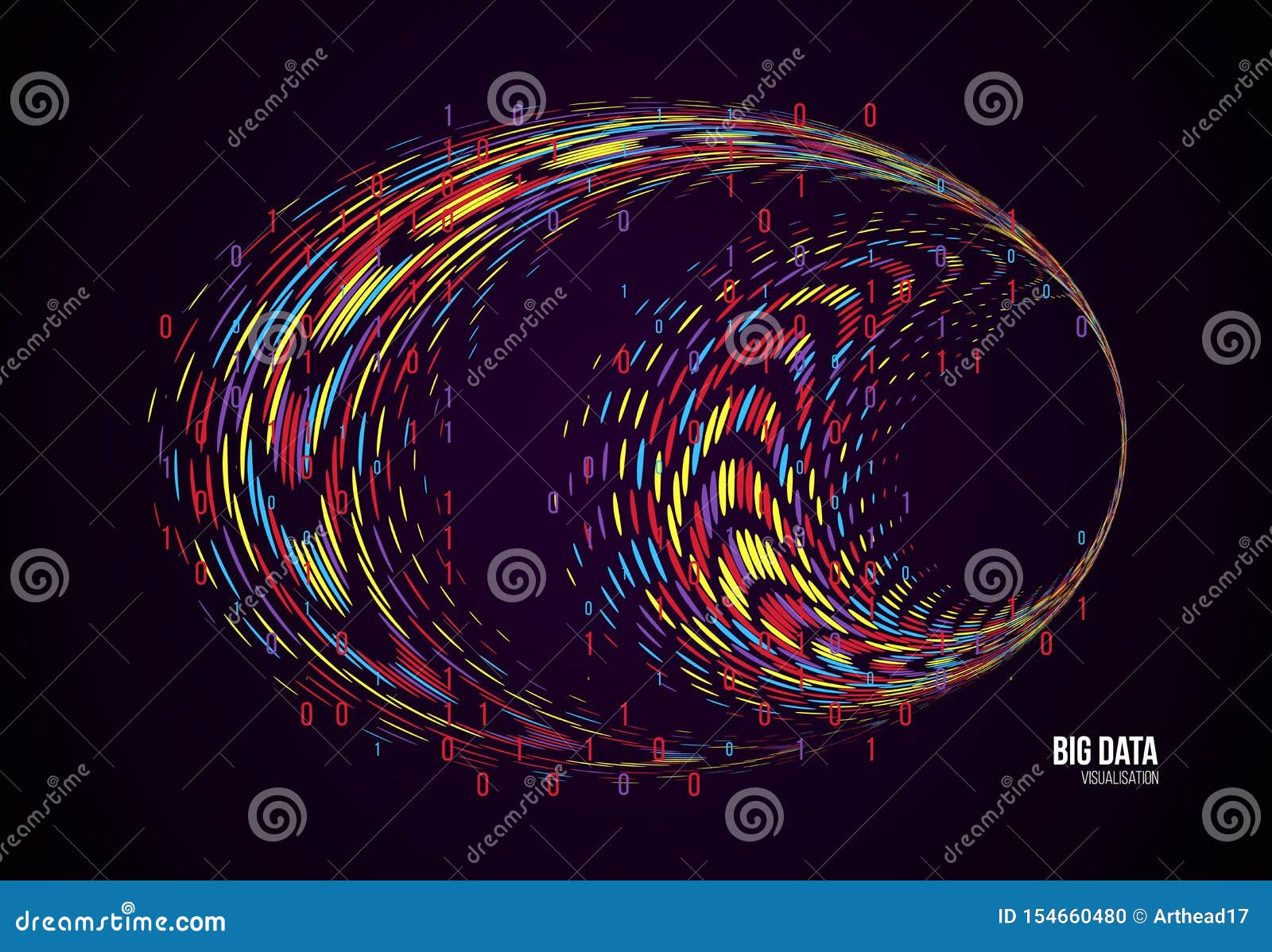 Big Data Visualization Abstract Background With Dots Array And Binary Code Stock Vector