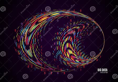 Big Data Visualization. Abstract Background with Dots Array and Binary Code Stock Vector ...