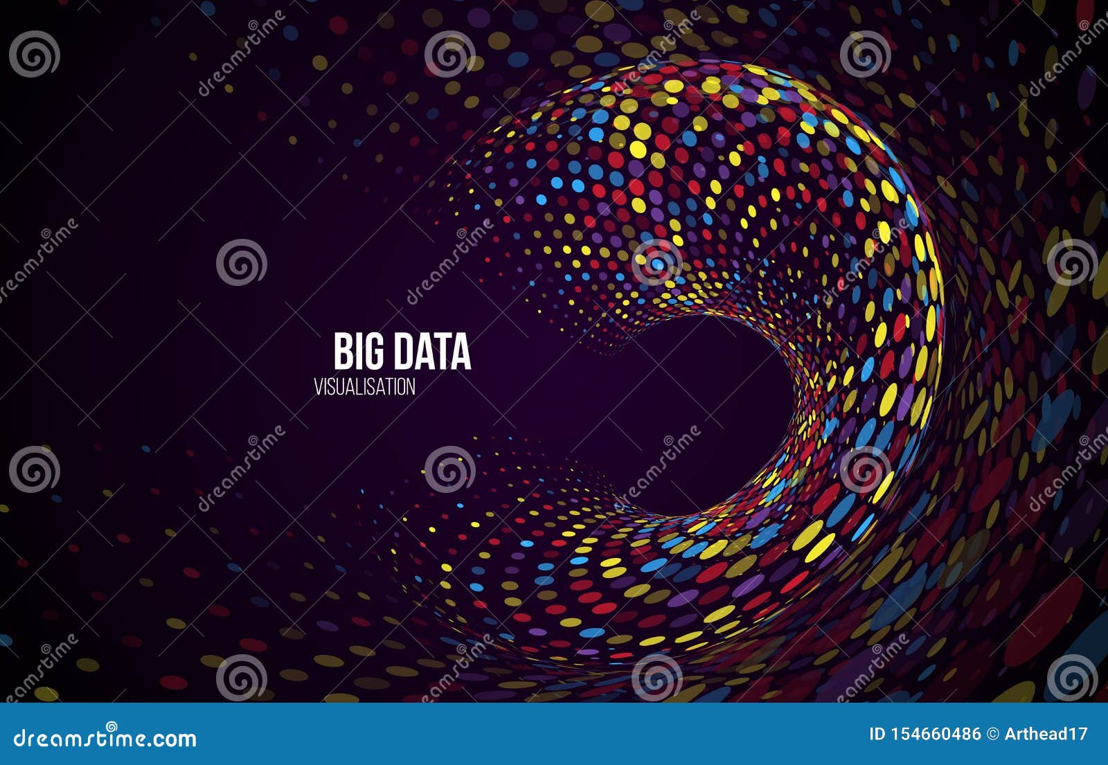 Big Data Visualization Abstract Background With Dots Array And Binary Code Stock Vector