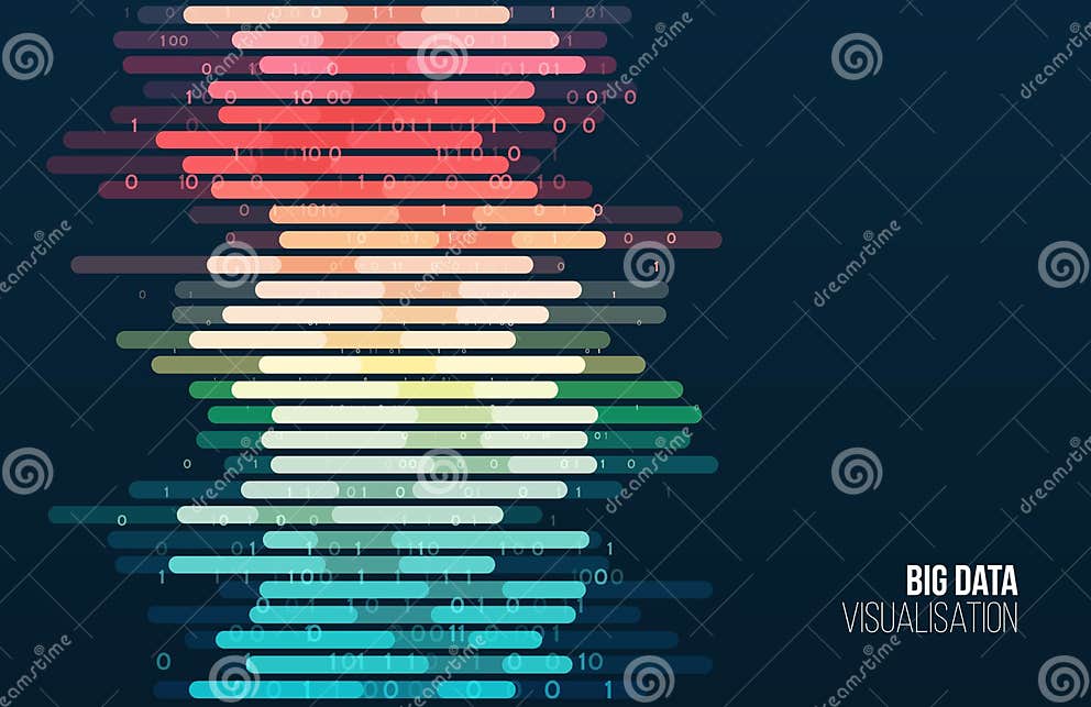 Big Data Visualization Abstract Background With Lines Array And Binary Code Stock Vector