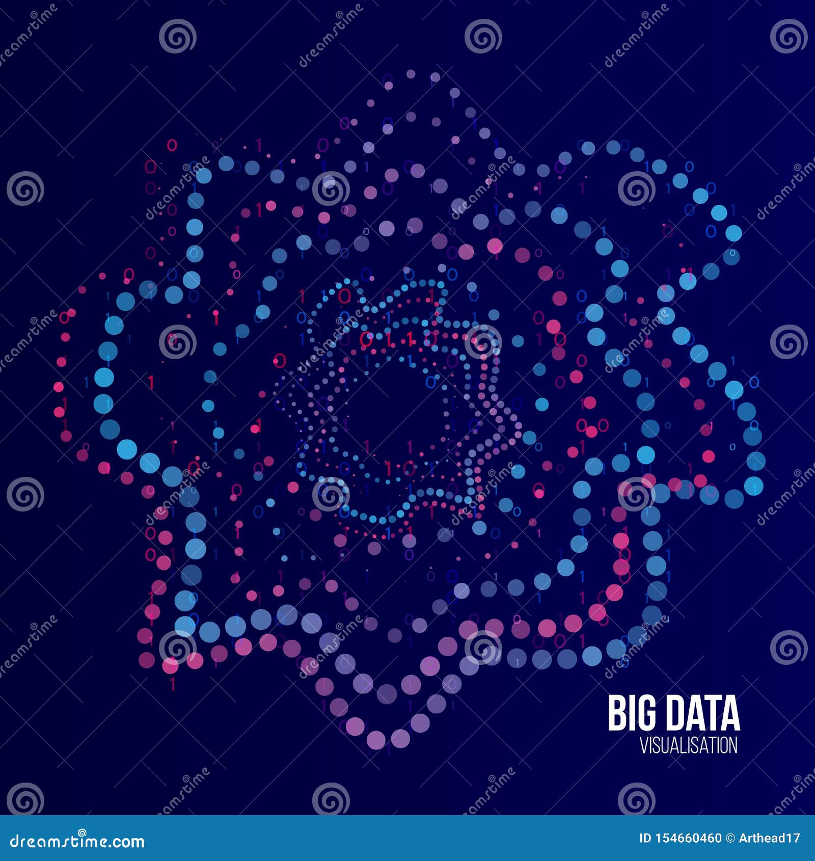 Big Data Visualization Abstract Background With Lines Array And Binary Code Stock Vector