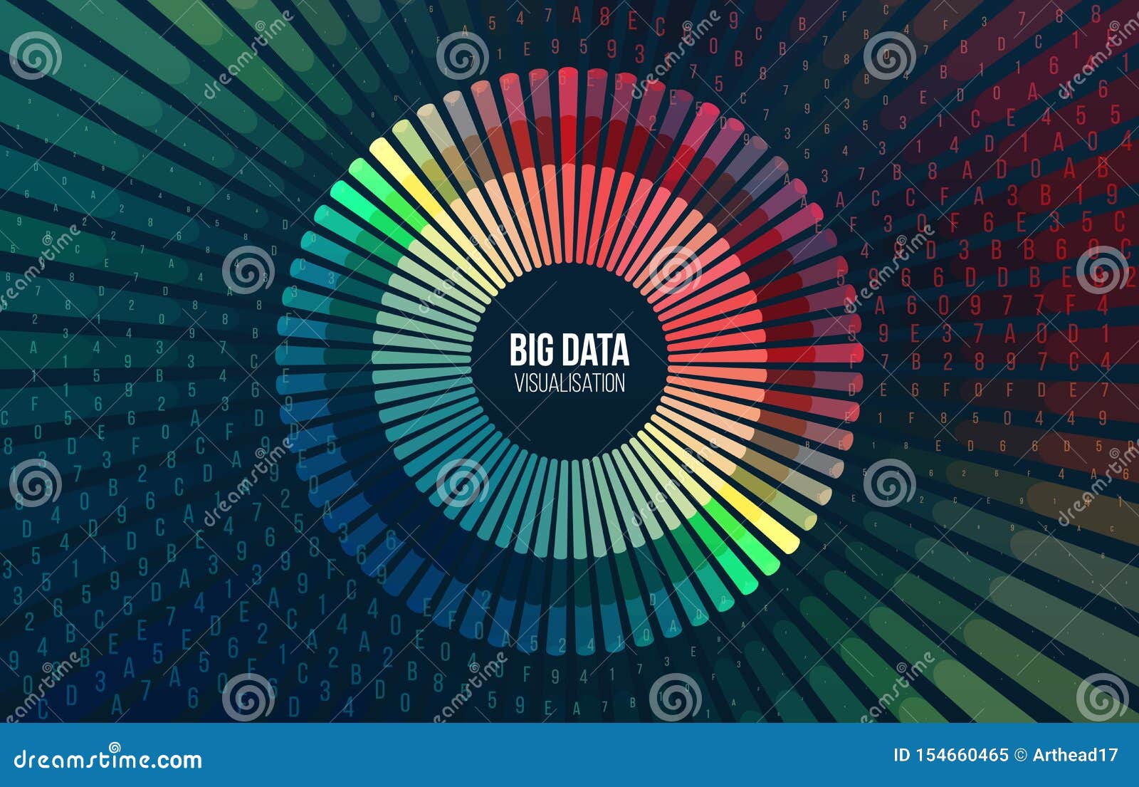 Big Data Visualization Abstract Background With Lines Array And Binary Code Stock Vector