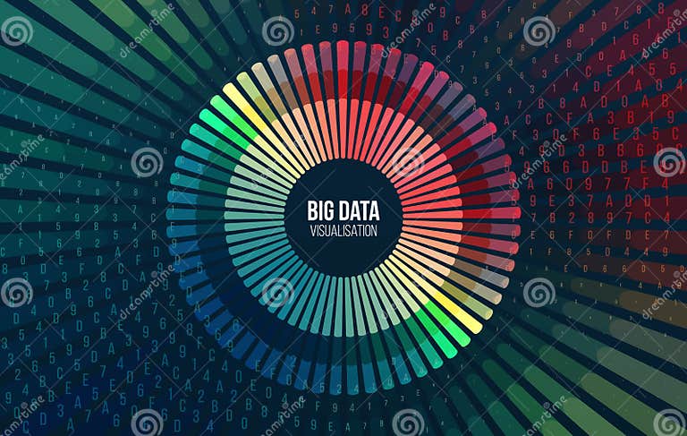 Big Data Visualization. Abstract Background with Lines Array and Binary Code Stock Vector ...