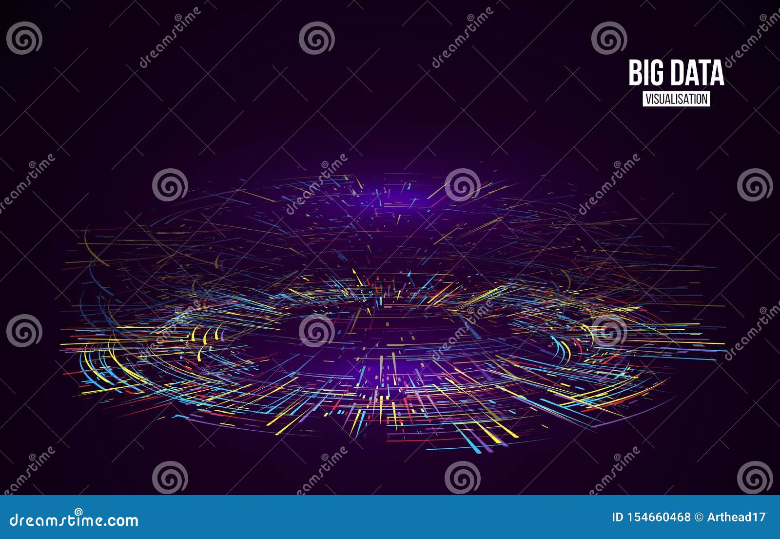 Big Data Visualization Abstract Background With Lines Array And Binary Code Stock Vector