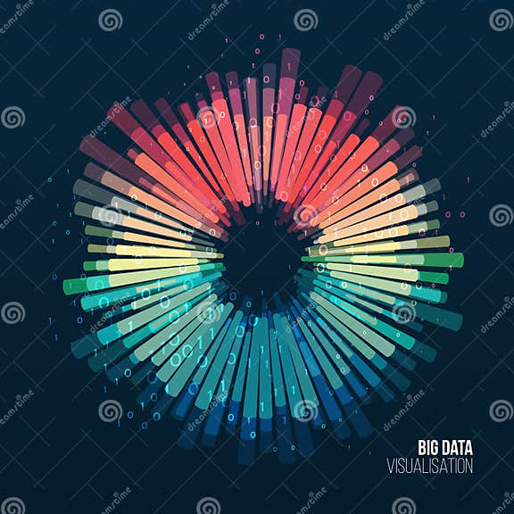 Big Data Visualization. Abstract Background with Lines Array and Binary Code Stock Vector ...