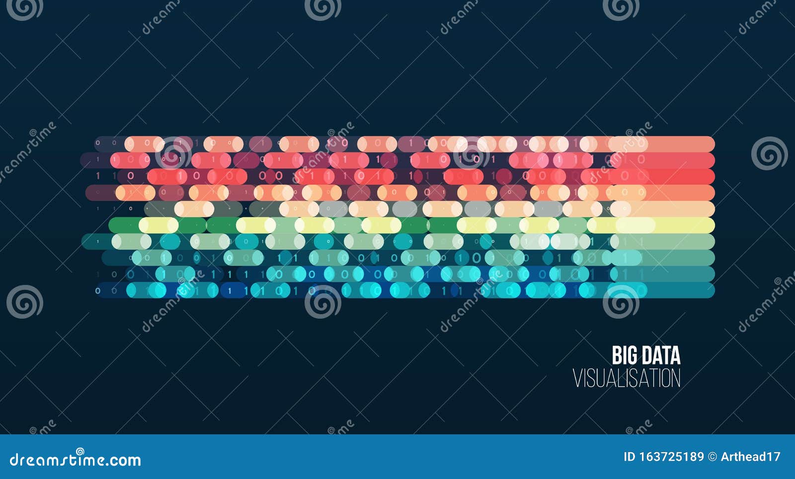 Big Data Visualization Abstract Background With Lines Array And Binary Code Stock Vector