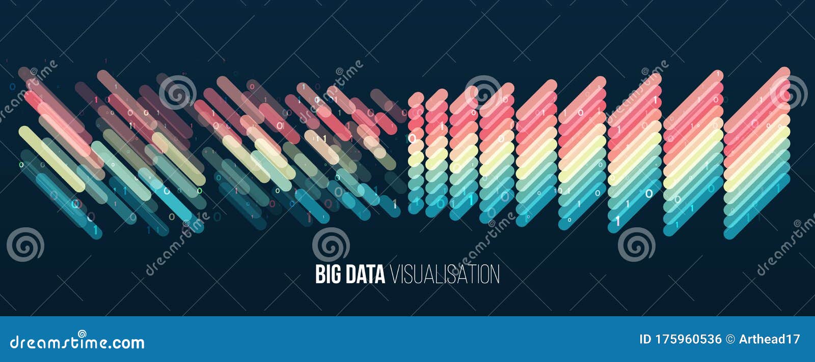 Big Data Visualization Abstract Background With Lines Array And Binary Code Stock Vector