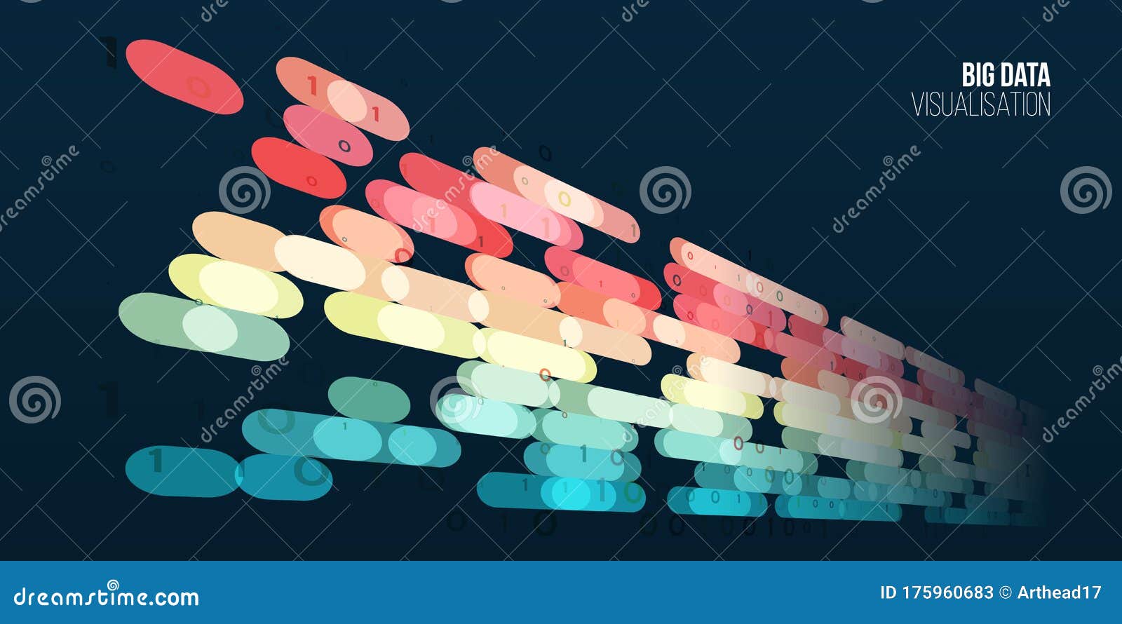 Big Data Visualization Abstract Background With Lines Array And Binary Code Stock Vector