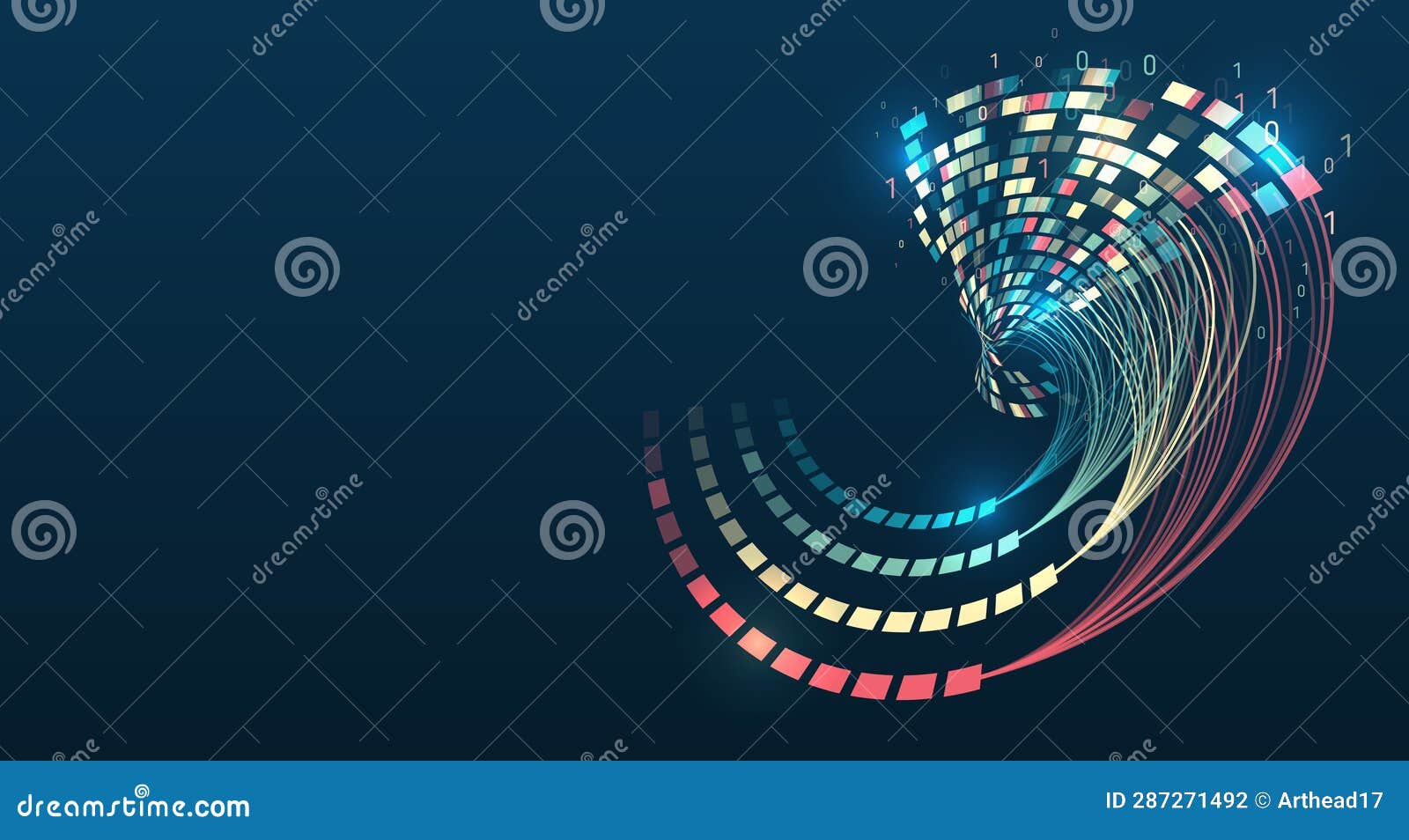 Big Data Visualization Abstract Stream Information With Circles Array And Binary Code