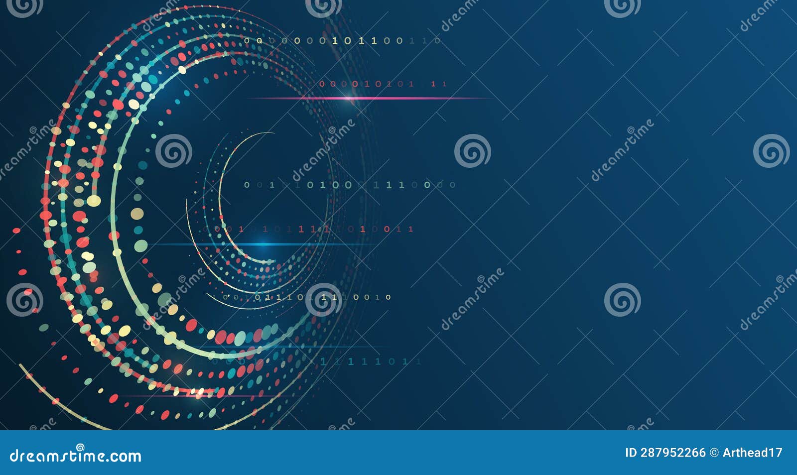 Big Data Visualization Abstract Stream Information With Circles Array And Binary Code