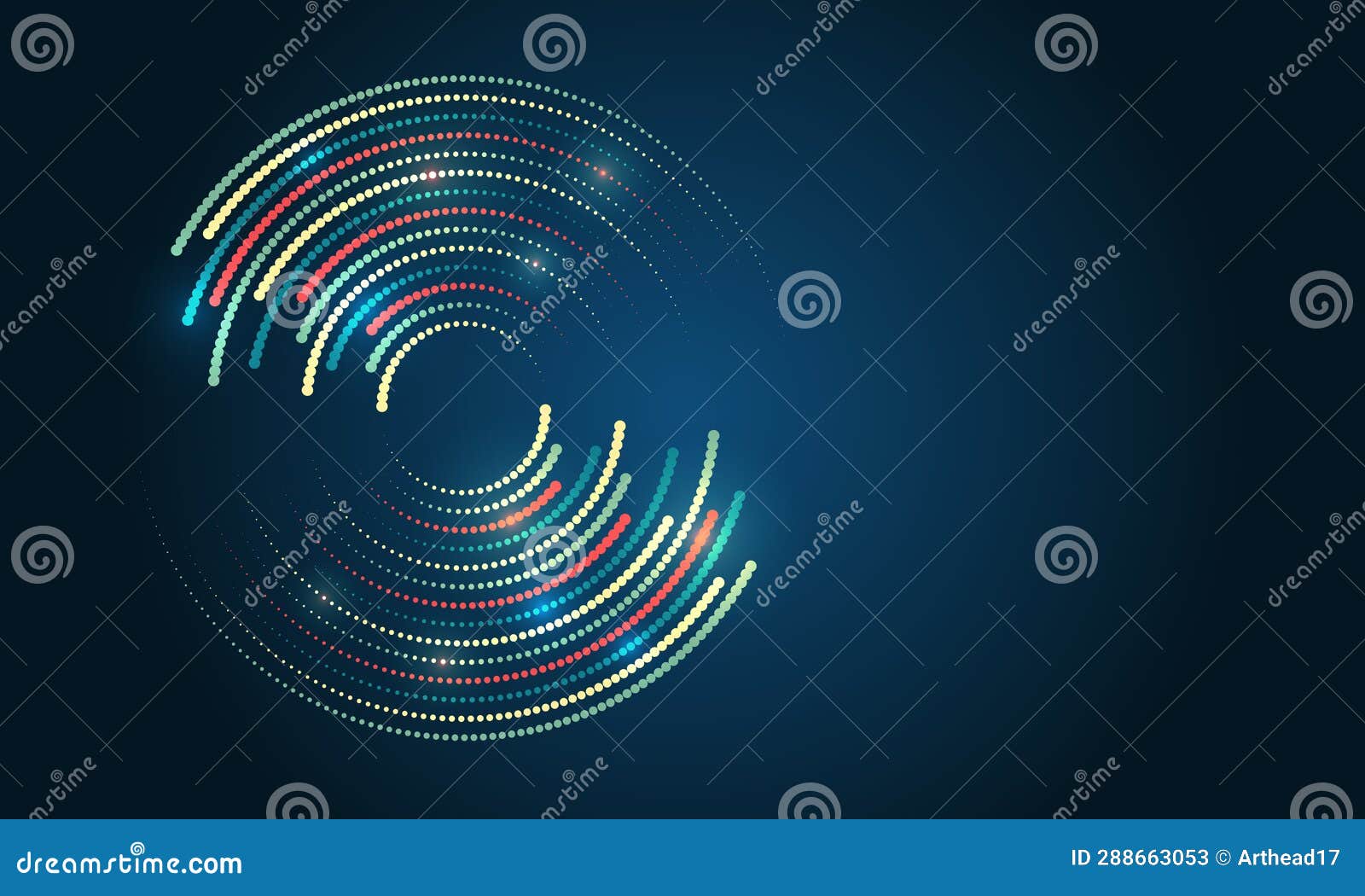 Big Data Visualization Abstract Stream Information With Circles Array And Binary Code