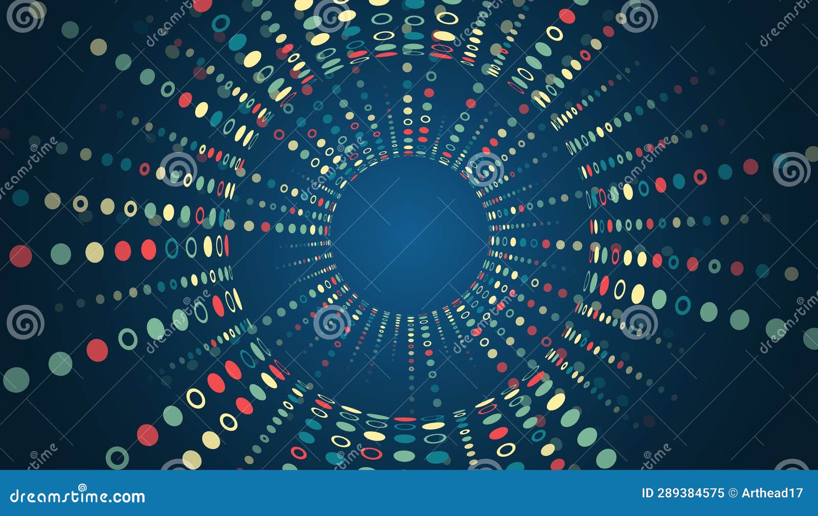 Big Data Visualization Abstract Stream Information With Circles Array And Binary Code