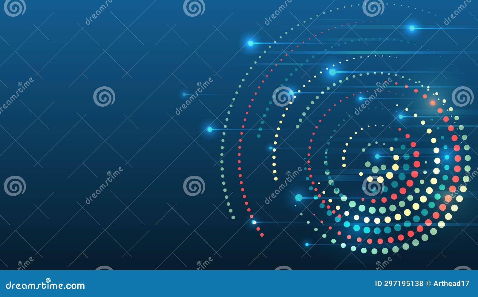 Big Data Visualization Abstract Stream Information With Circles Array And Binary Code