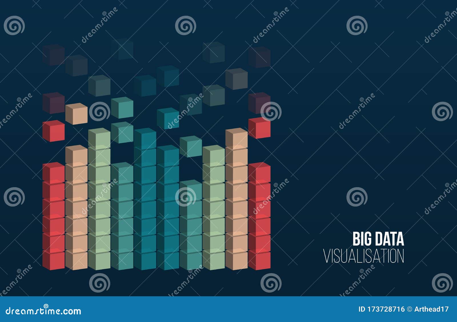 Big Data Visualization Background With Square Array Connection Structure Stock Vector