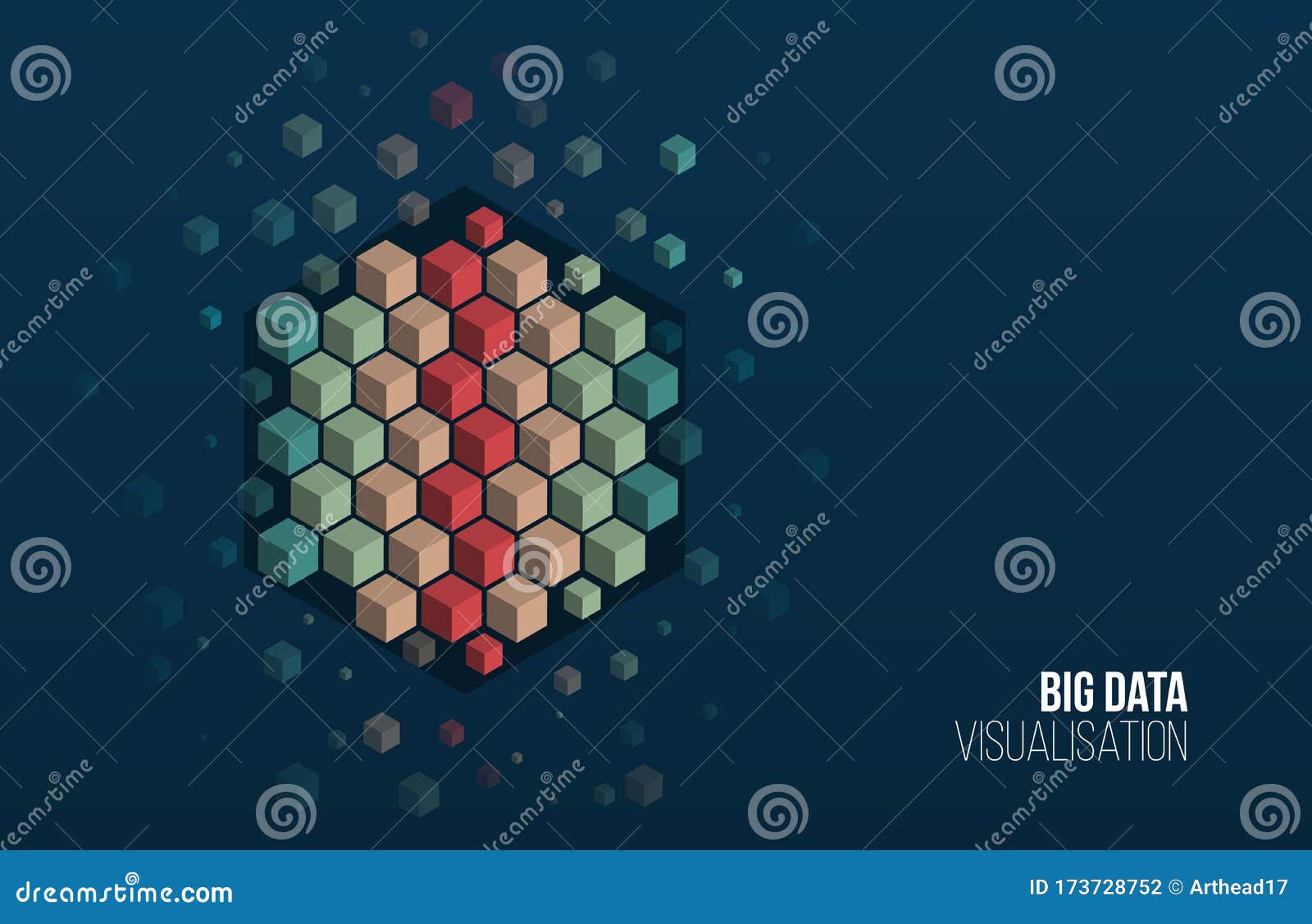 Big Data Visualization Background With Square Array Connection Structure Stock Vector