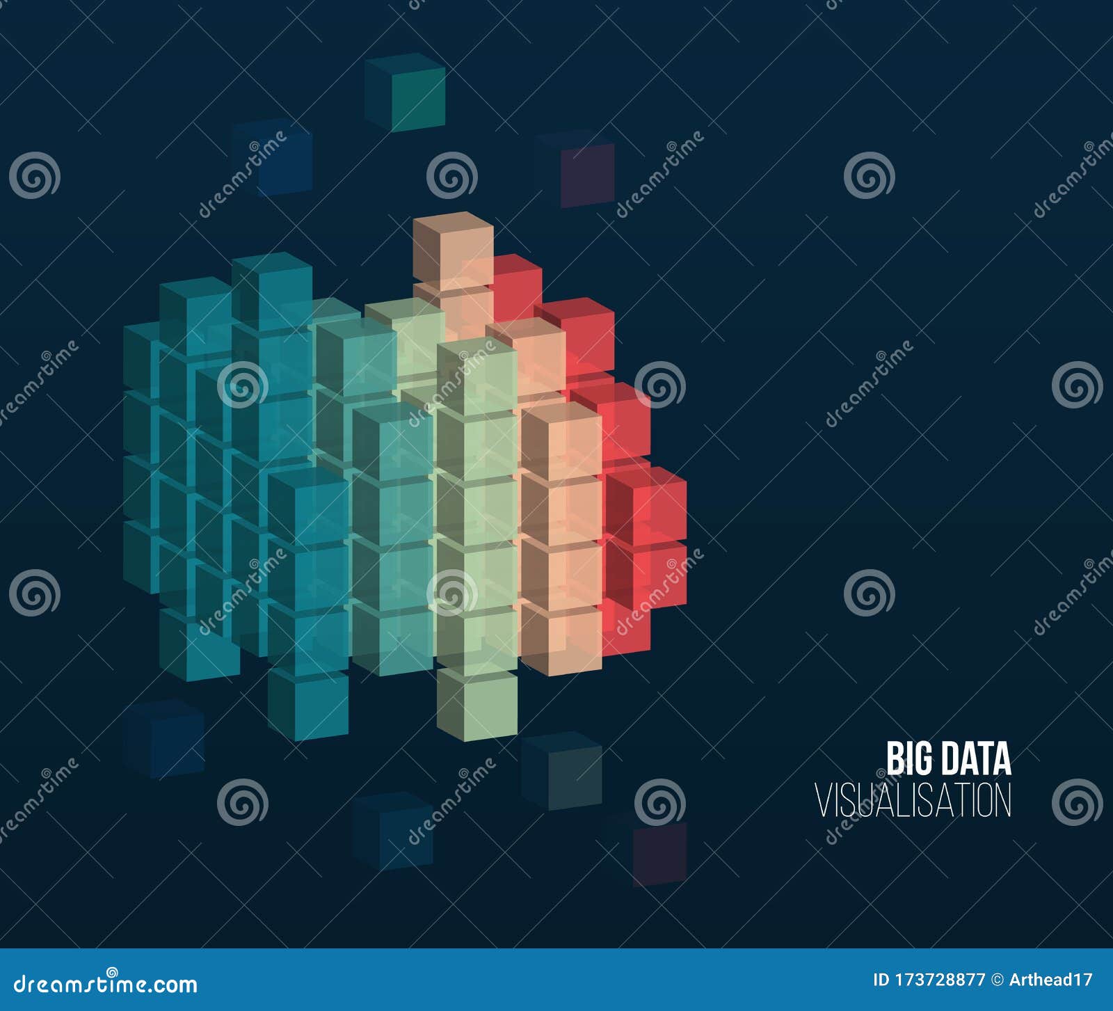 Big Data Visualization Background With Square Array Connection