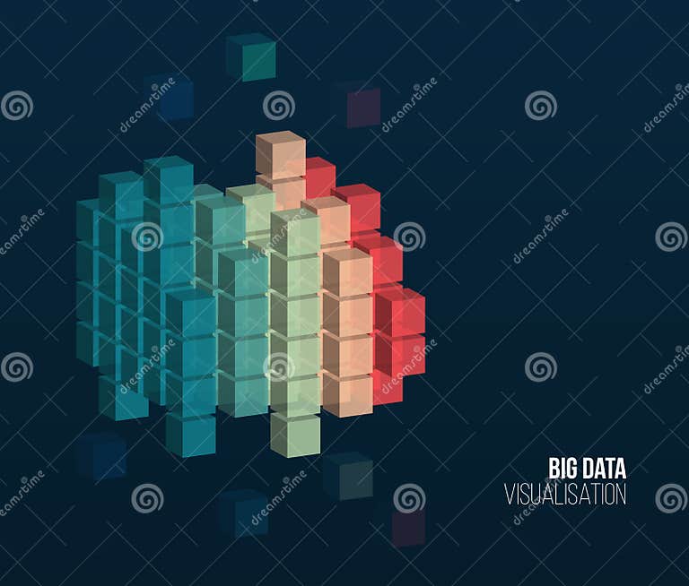 Big Data Visualization. Background with Square Array. Connection ...