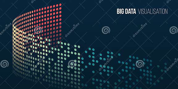 Big Data Visualization Banner Abstract Background With Circles Array Binary Code Connection
