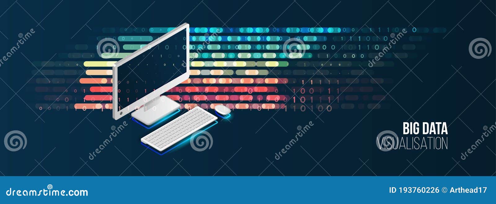 Big Data Visualization Banner Abstract Background With Lines Array And Binary Code Connection