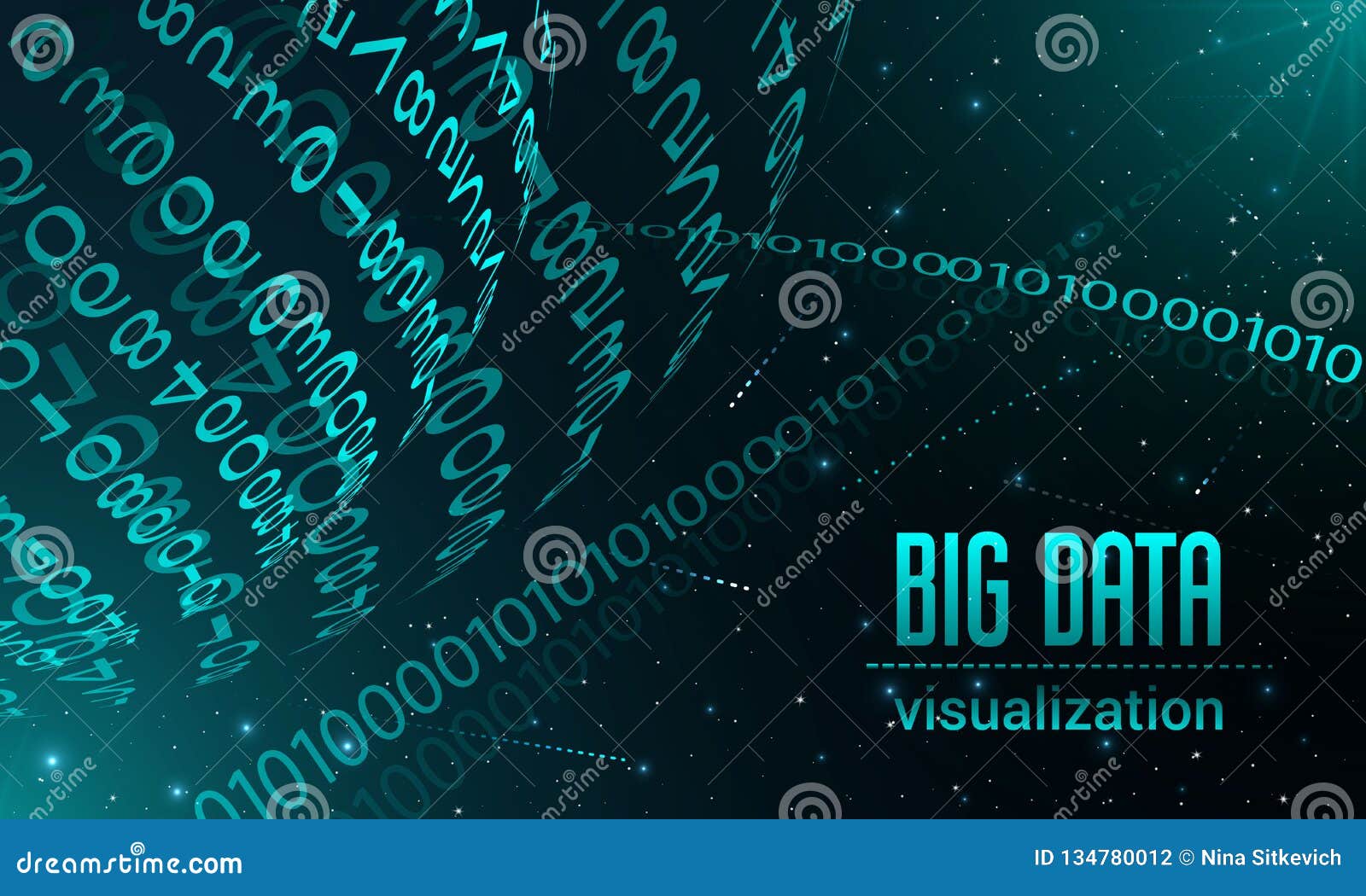 Big Data Visualization Banner, Realistic Style Stock Vector ...
