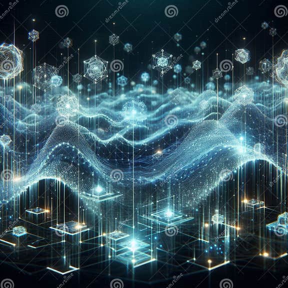 Big Data Visualization. Blockchain Nodes. Interconnected Network Flows ...