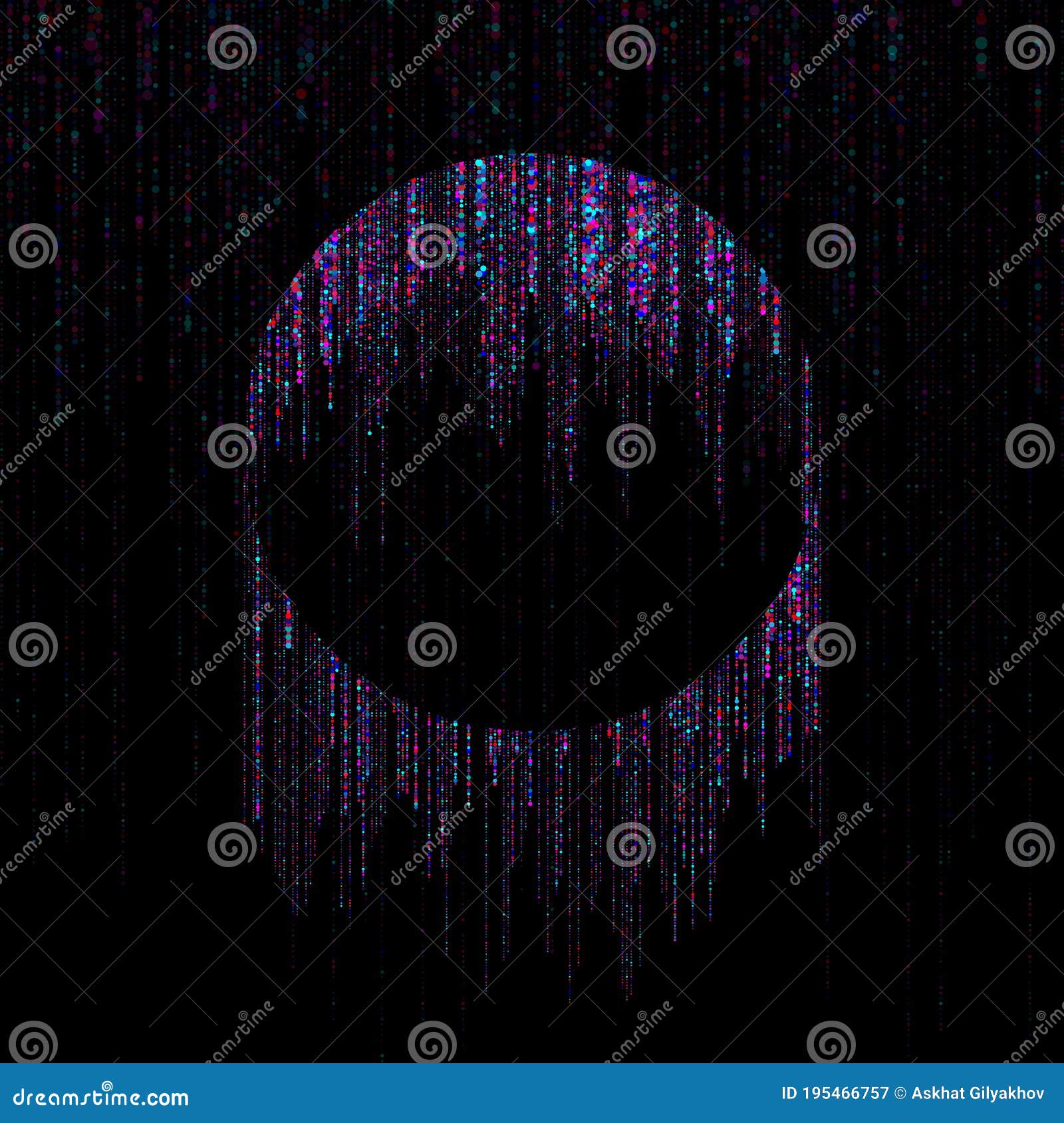 Big Data Visualization. Circle Stream of Falling Multicolored Data ...