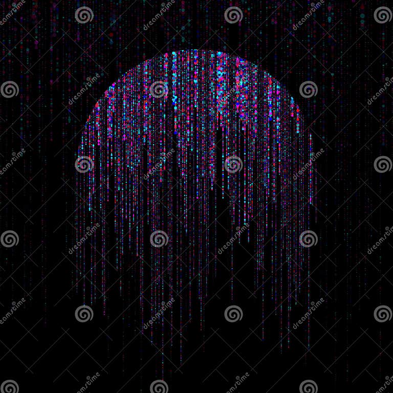 Big Data Visualization. Circle Stream of Falling Multicolored Data ...