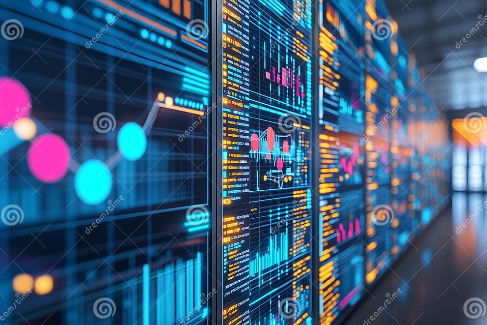 Big Data Visualization Concept on Digital Screen by Generative Ai Stock ...