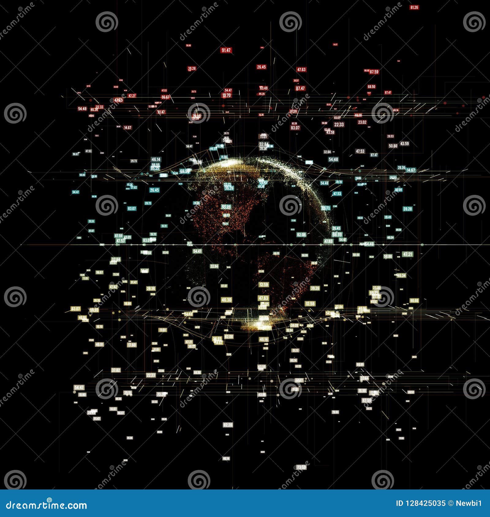 Big data visualization 3d stock illustration. Illustration of earth ...