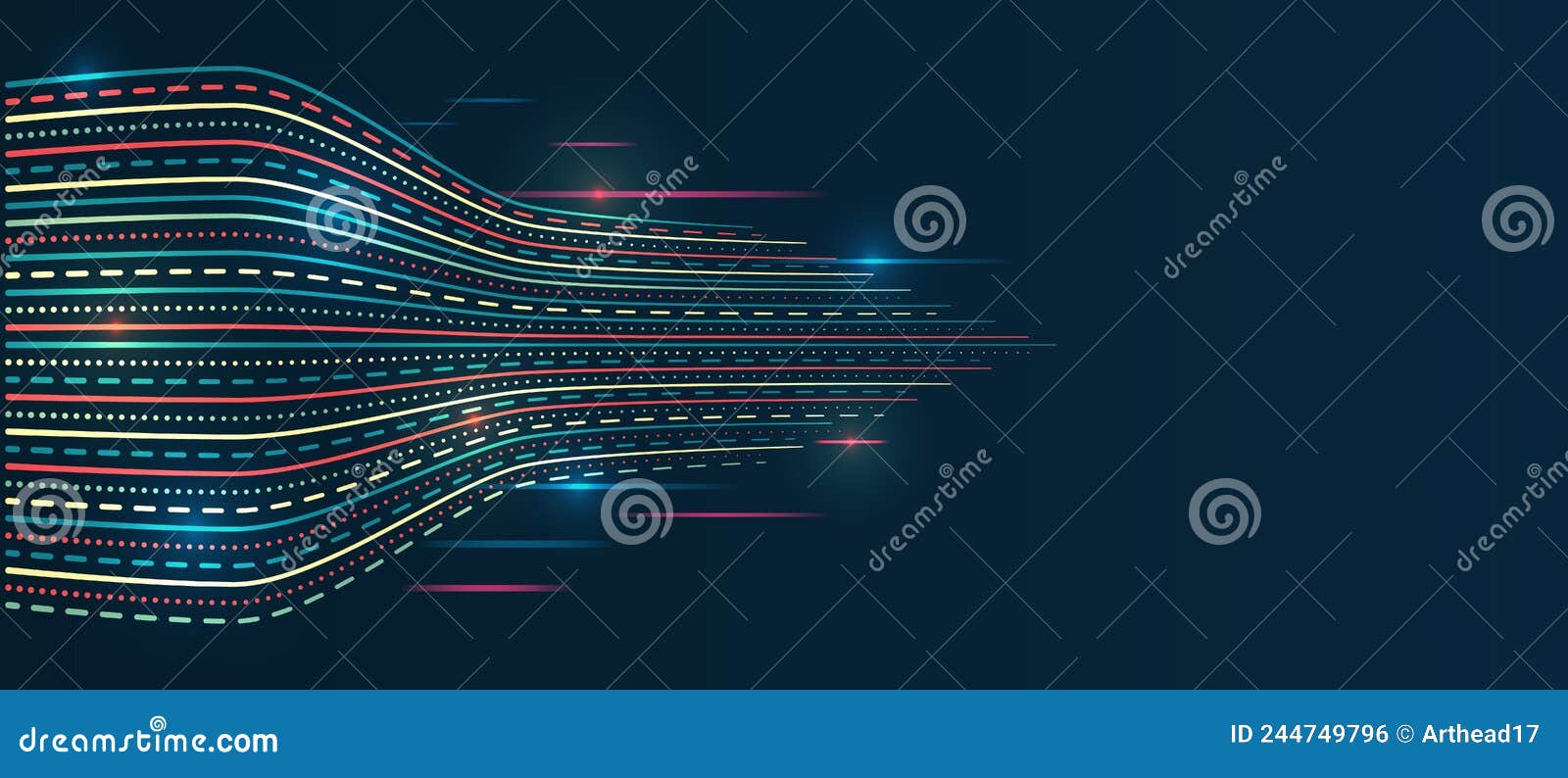 Big Data Visualization On Dark Background An Array Of Multi Colored