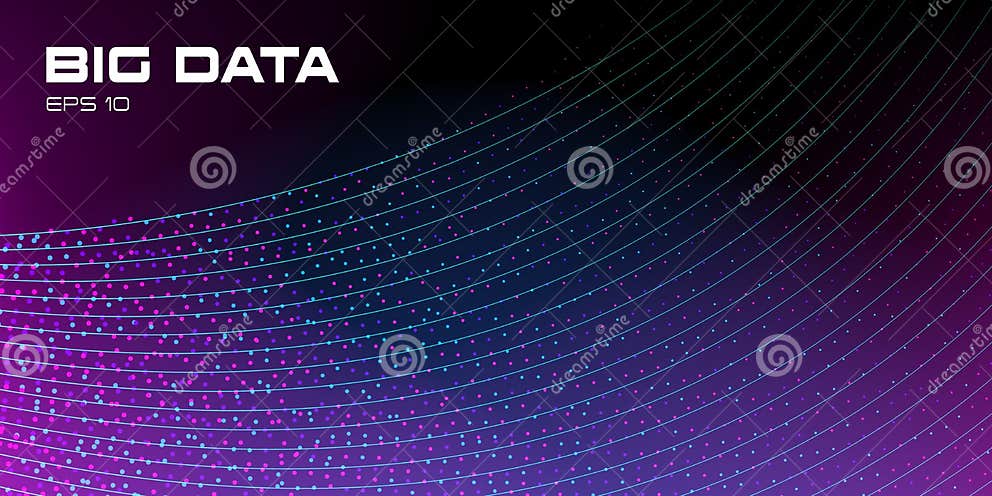 Big Data Visualization. Data Stream of Vivid Particles with Copy Space. Binary Code Structure ...