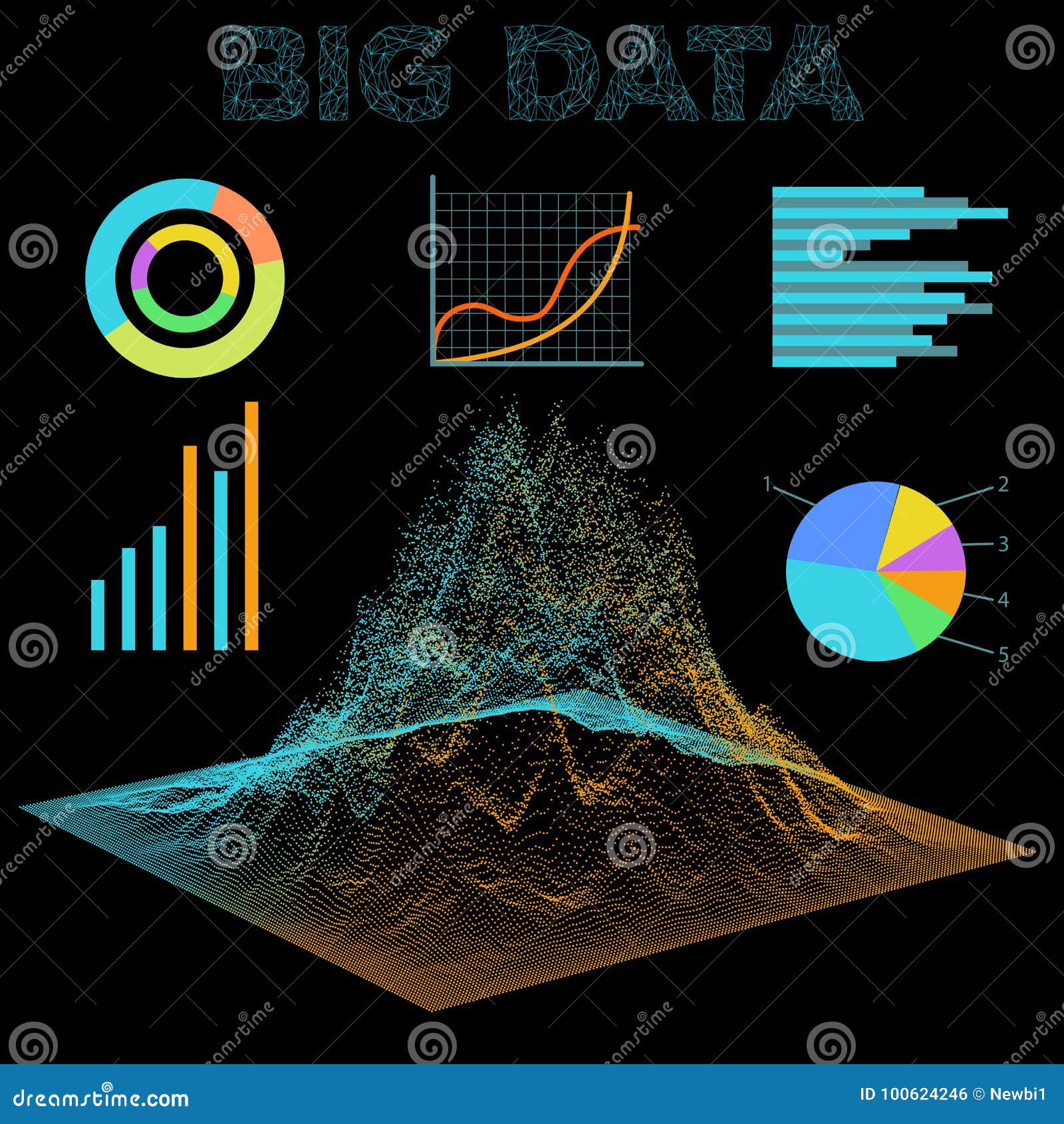 Big Data Visualization Vector Background. Stock Vector - Illustration ...