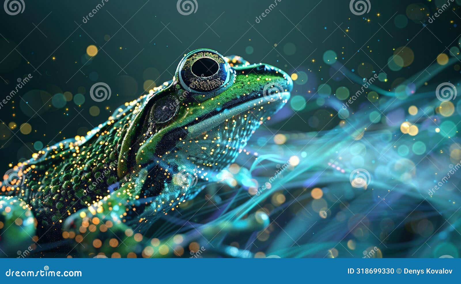 Big Data Visualization. a Digital Frog in Flow Information. Information ...