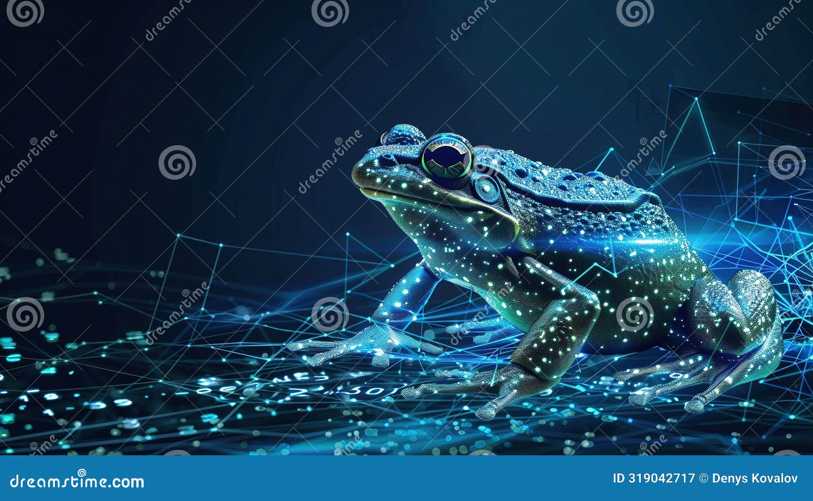 Big Data Visualization. a Digital Frog in Flow Information. Information ...