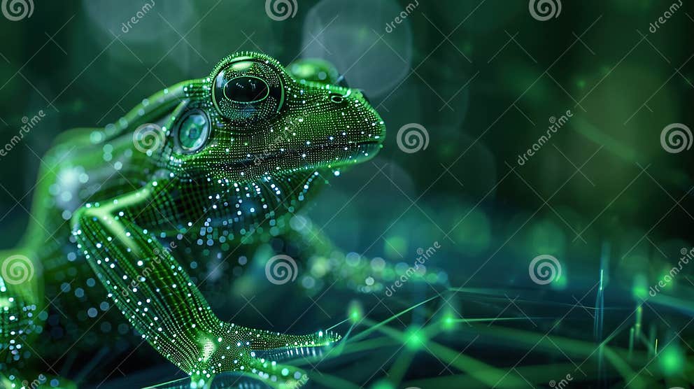 Big Data Visualization. a Digital Frog in Flow Information. Information Aesthetic Design Stock ...