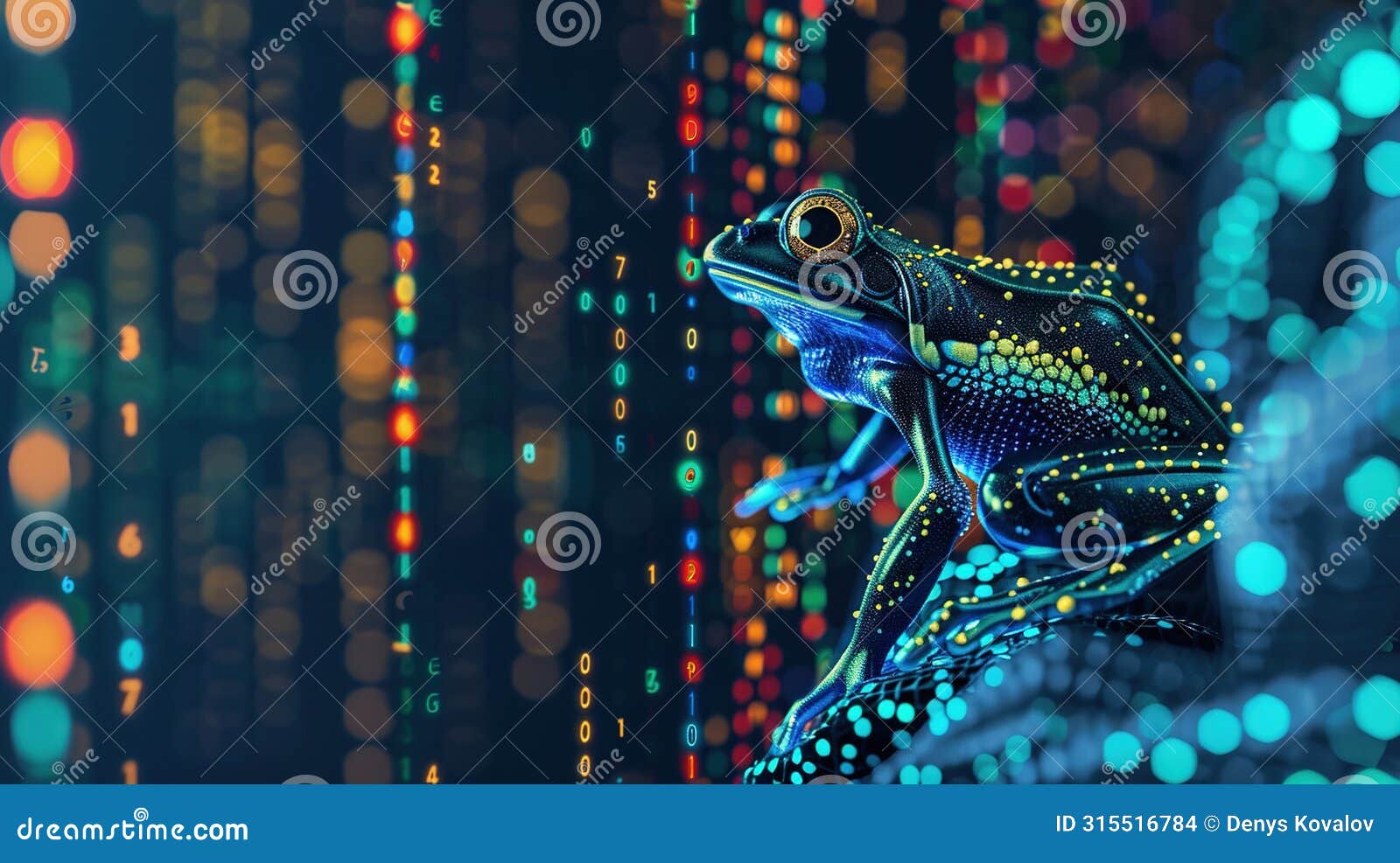 Big Data Visualization. a Digital Frog in Flow Information. Information ...