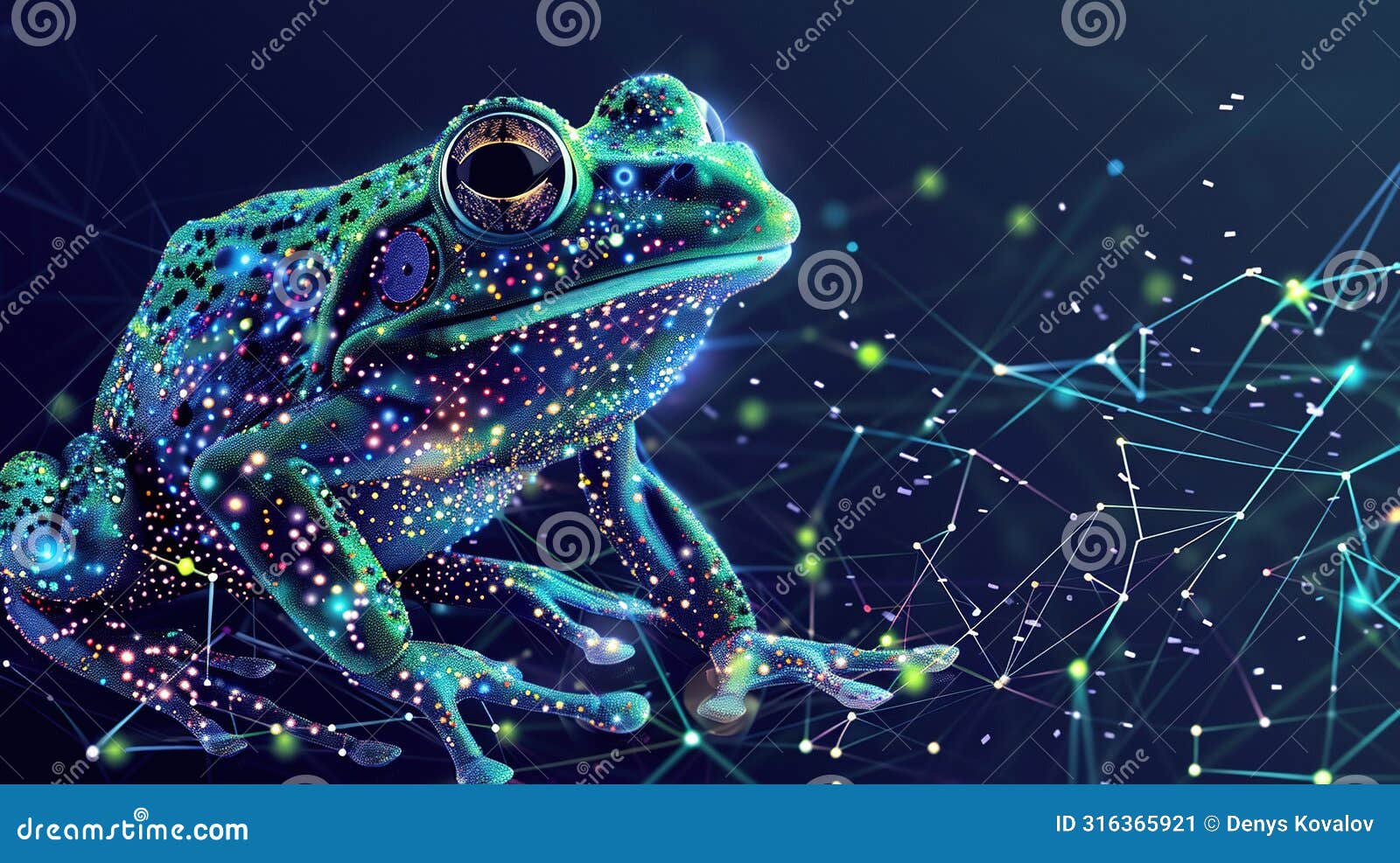 Big Data Visualization. a Digital Frog in Flow Information. Information ...