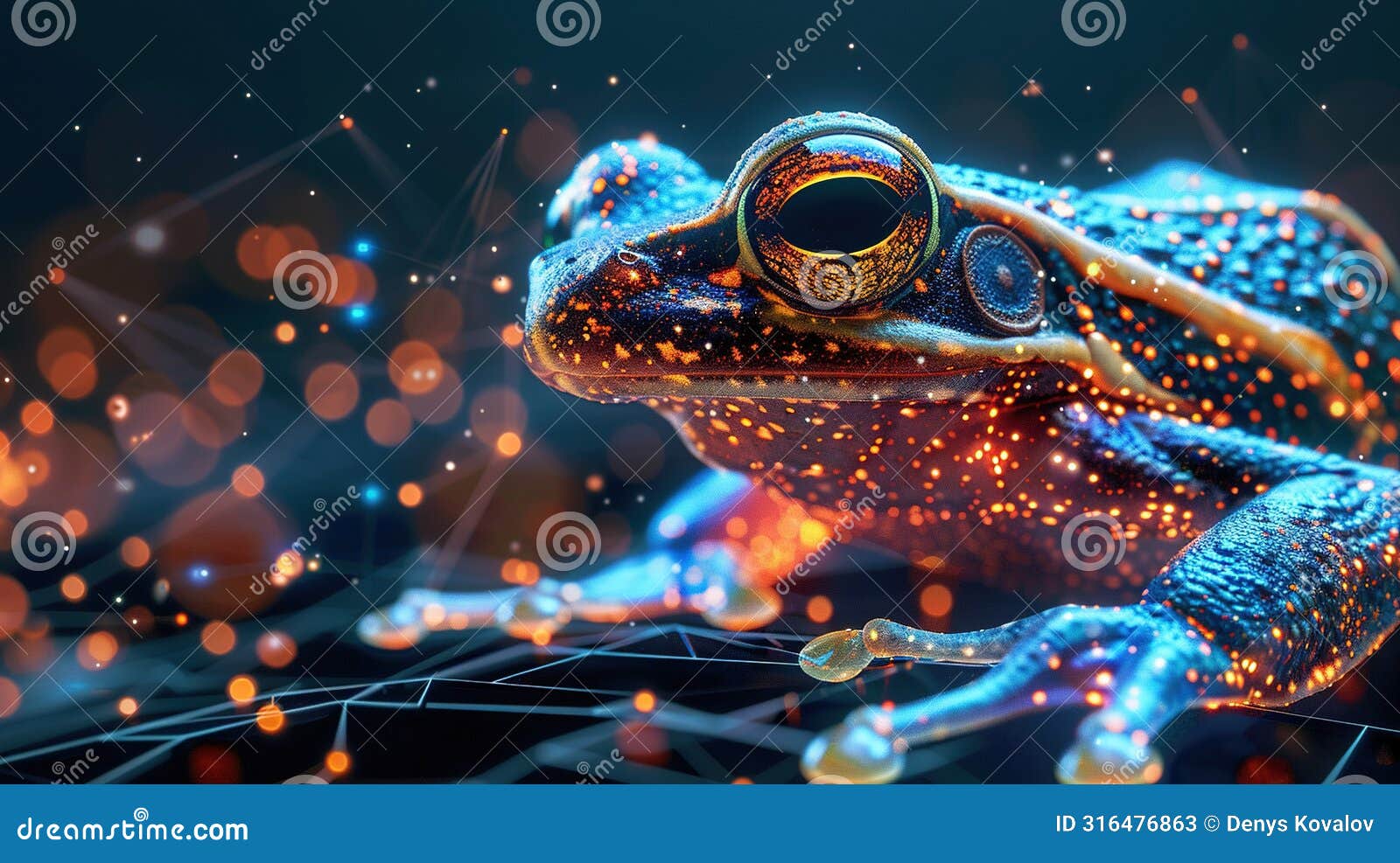 Big Data Visualization. a Digital Frog in Flow Information. Information ...