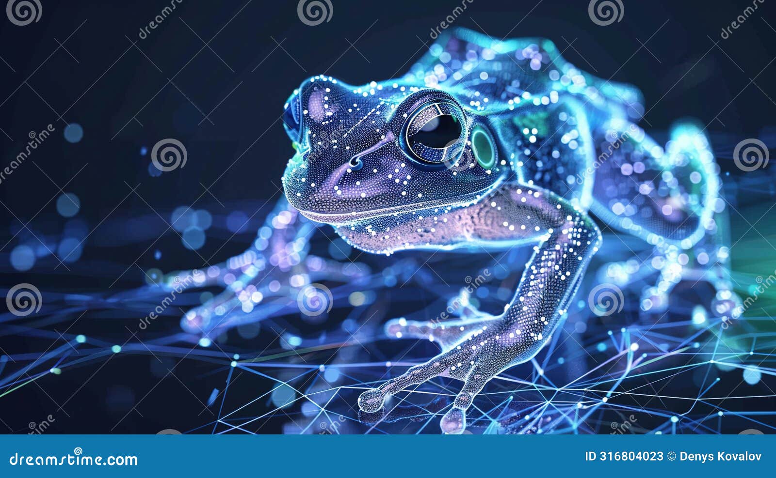 Big Data Visualization. a Digital Frog in Flow Information. Information ...