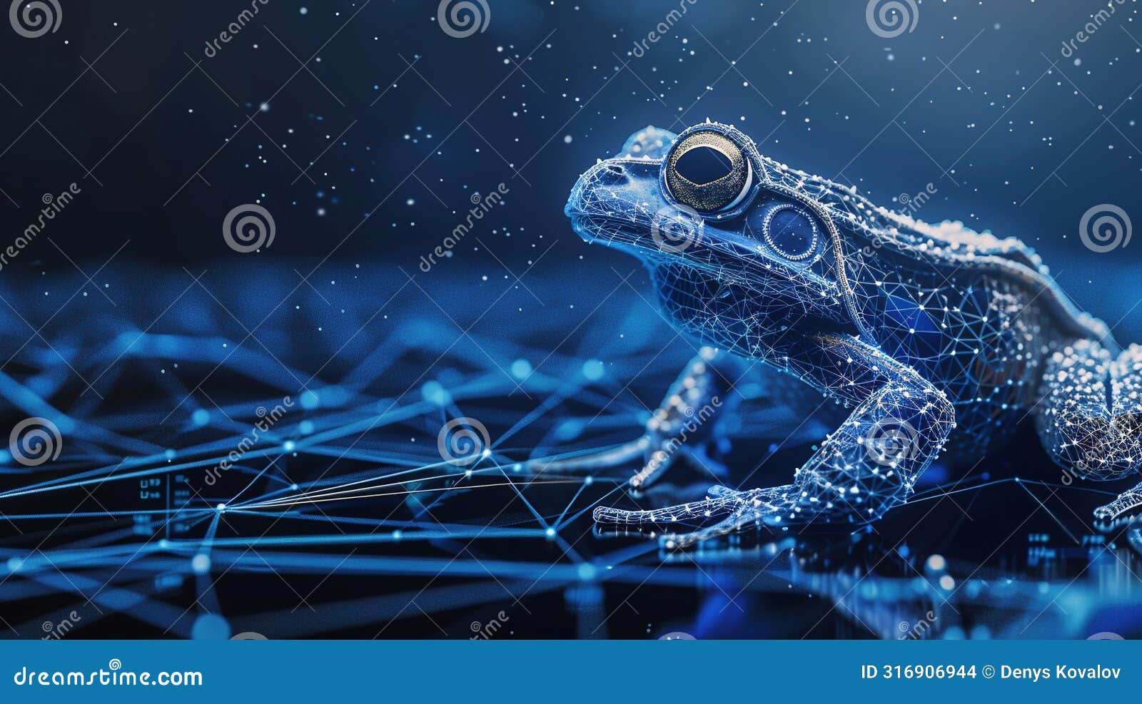 Big Data Visualization. a Digital Frog in Flow Information. Information ...