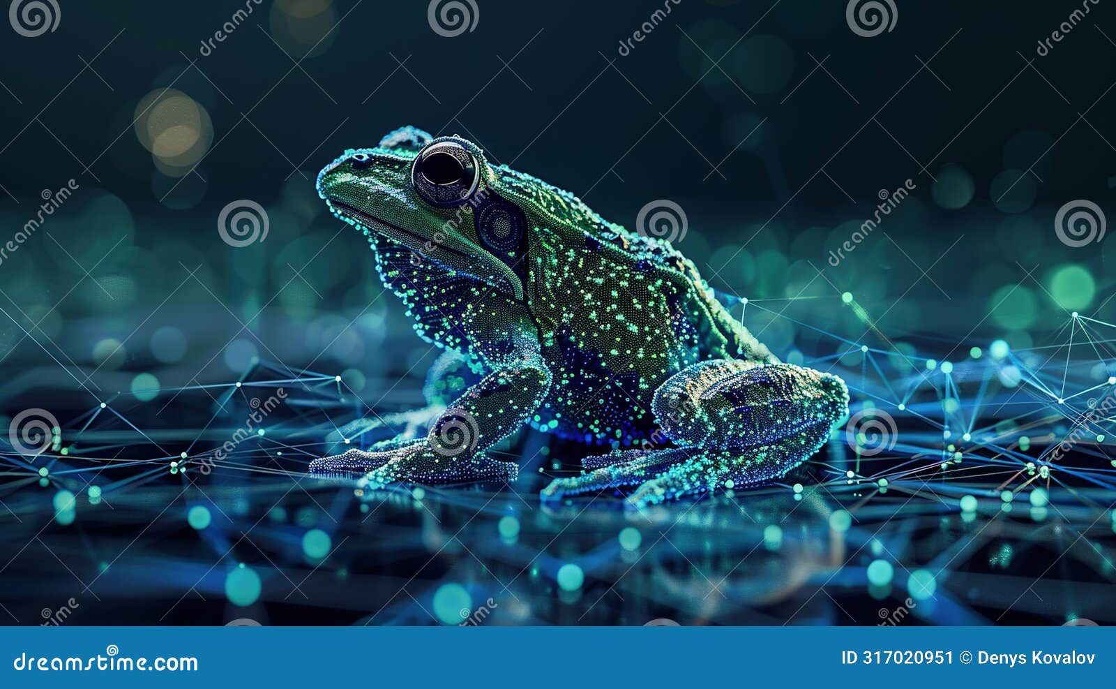 Big Data Visualization. a Digital Frog in Flow Information. Information ...