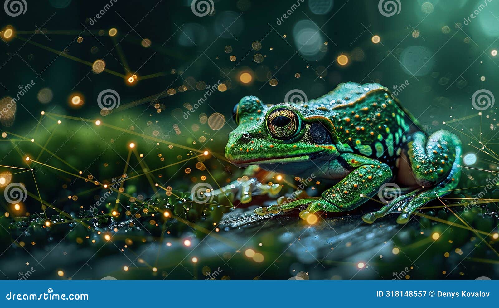 Big Data Visualization. a Digital Frog in Flow Information. Information ...