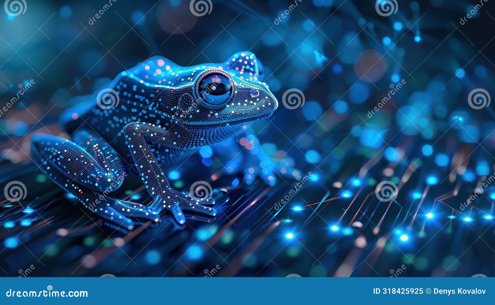 Big Data Visualization. a Digital Frog in Flow Information. Information ...
