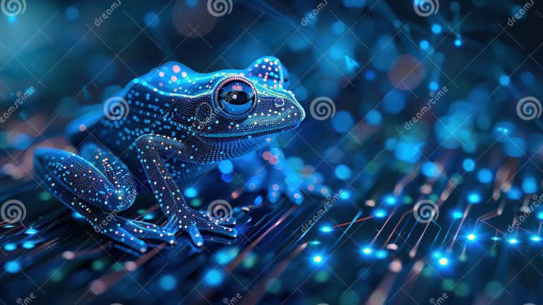 Big Data Visualization. a Digital Frog in Flow Information. Information Aesthetic Design Stock ...