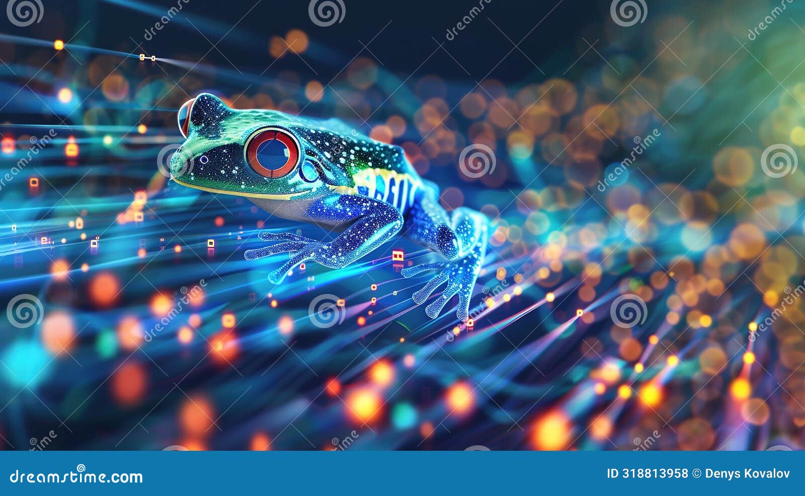 Big Data Visualization. a Digital Frog in Flow Information. Information ...