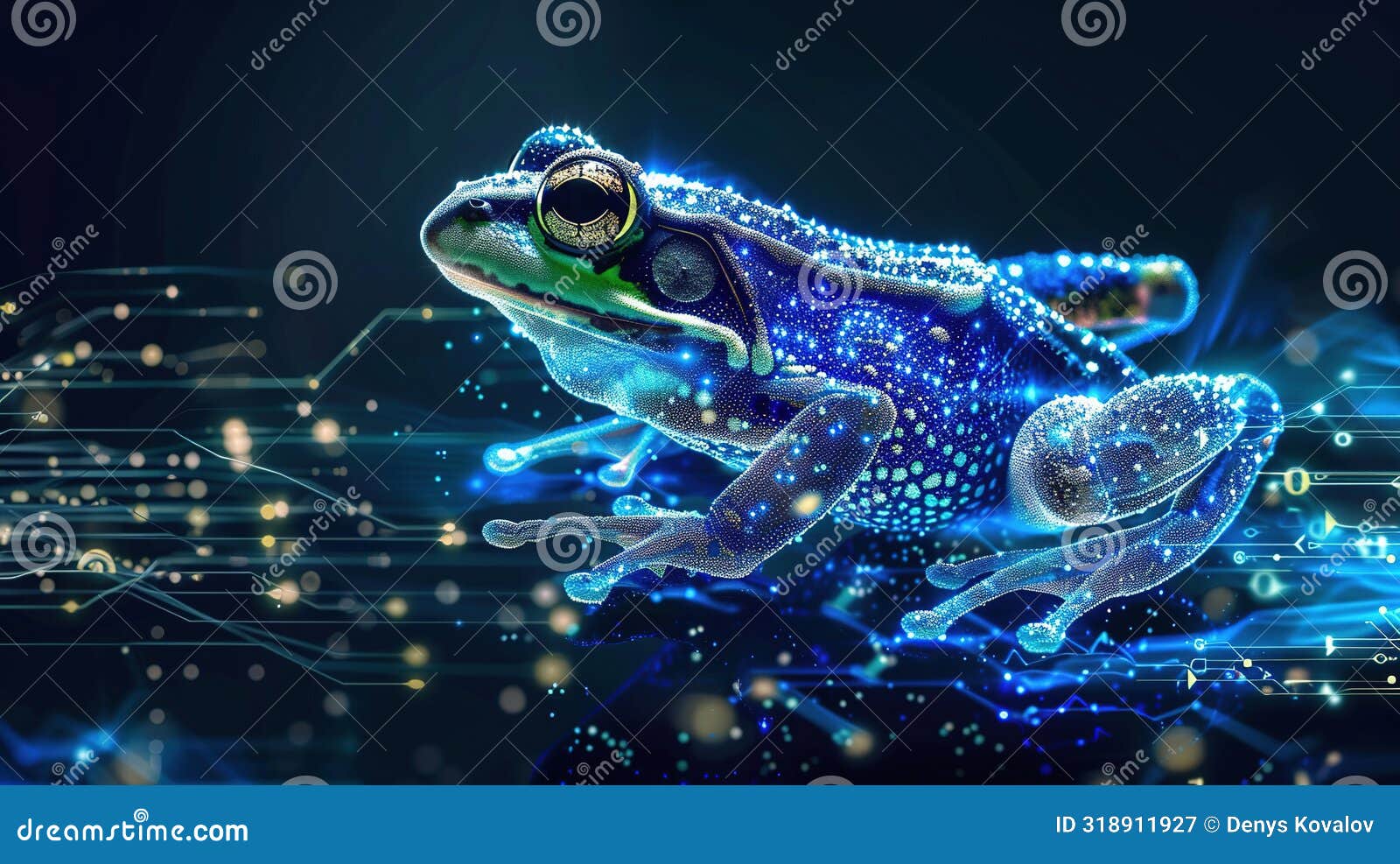 Big Data Visualization. a Digital Frog in Flow Information. Information ...