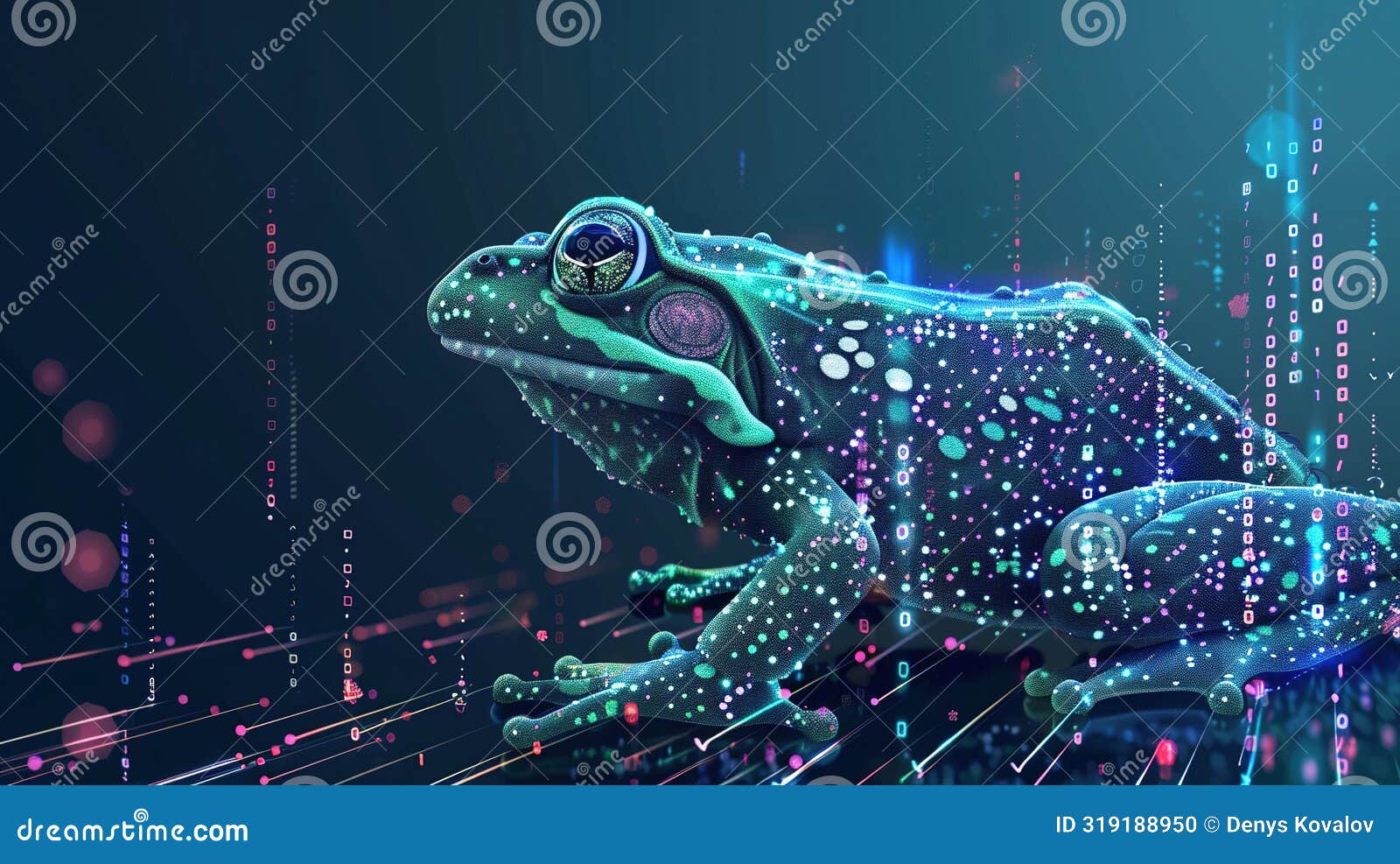 Big Data Visualization. a Digital Frog in Flow Information. Information ...