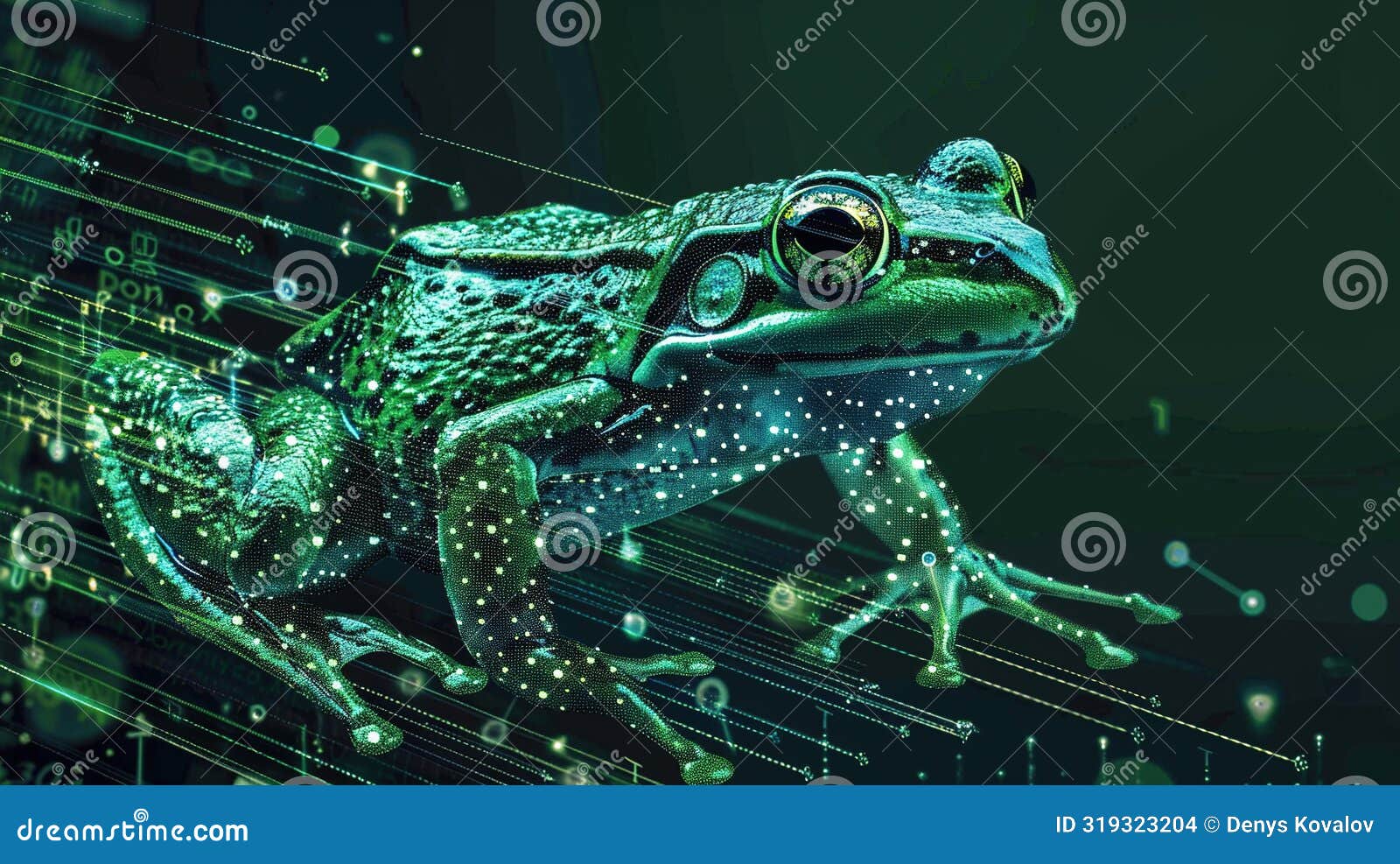 Big Data Visualization. a Digital Frog in Flow Information. Information ...