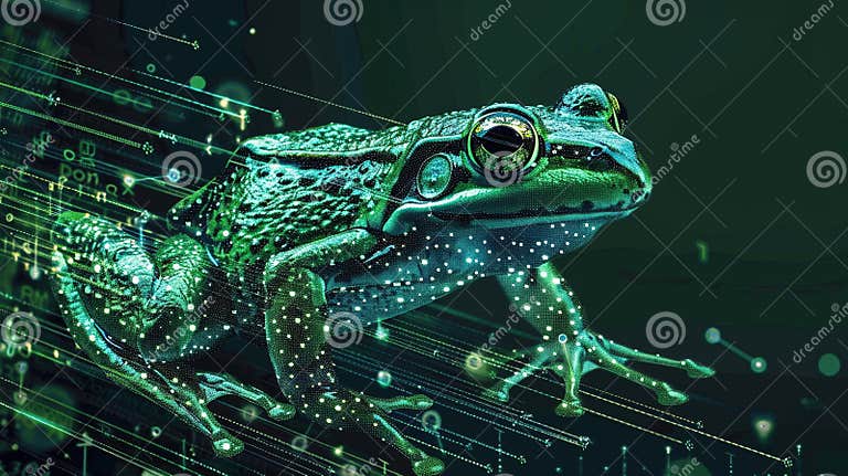 Big Data Visualization. a Digital Frog in Flow Information. Information ...